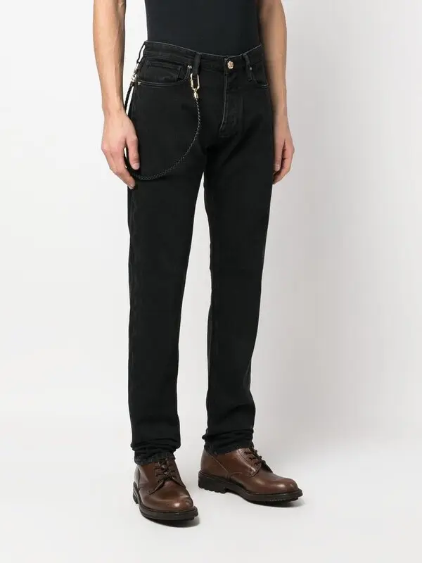 Emporio Armani Leather Strap Straight-leg Jeans