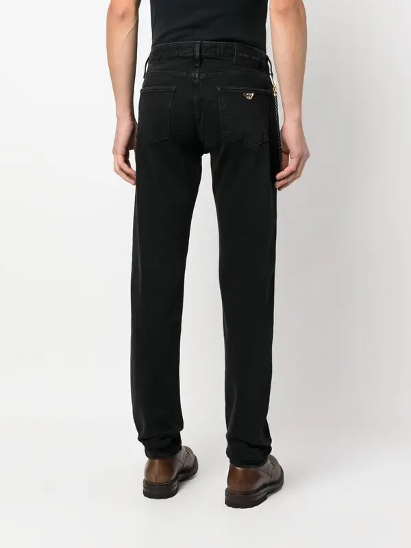 Emporio Armani Leather Strap Straight-leg Jeans