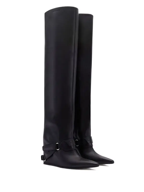 COURREGES Leather Wedged Knee High Boots