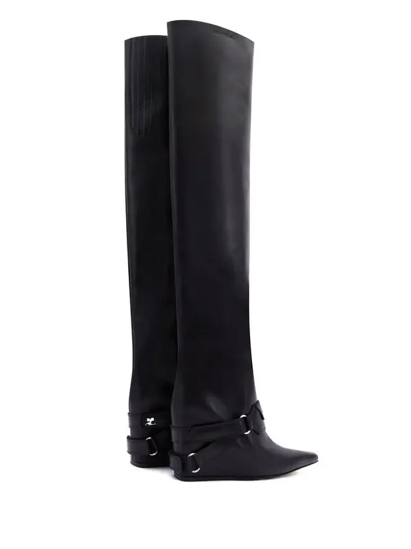 COURREGES Leather Wedged Knee High Boots