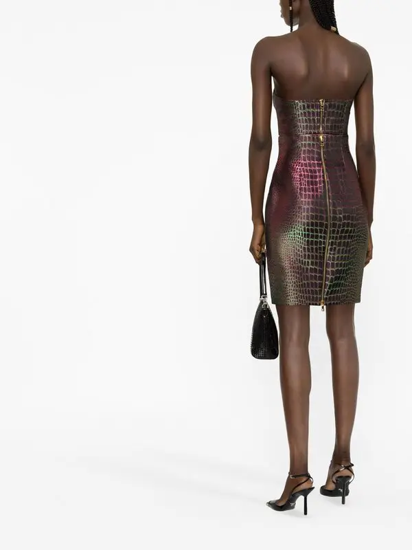Balmain Embossed Crocodile Effect Crop Top