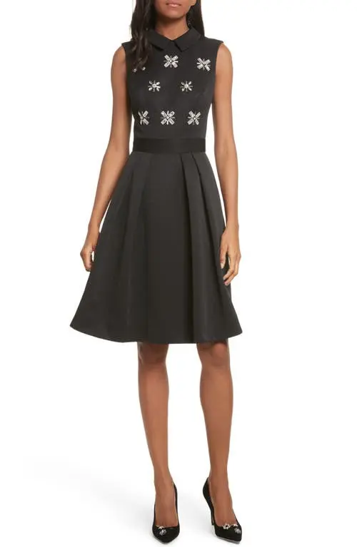 green emerald velvet dress Navy | Flare Short Sleeve Crew Neck Mini Dress