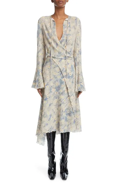 long sleeve crepe wrap dress Long Sleeve Wrap Maxi Dress with Front Slit