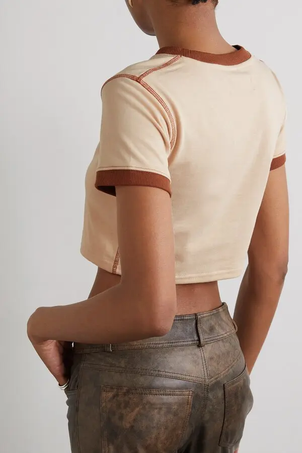 Ahluwalia Cropped Printed Cotton-blend Jersey T-shirt