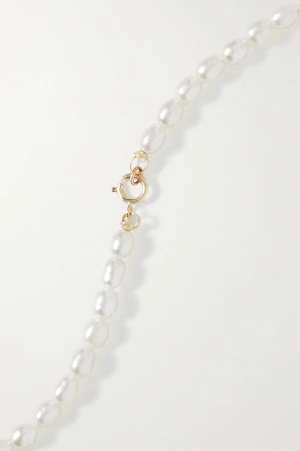 STONE AND STRAND Initial 10-karat Pearl And Diamond Necklace