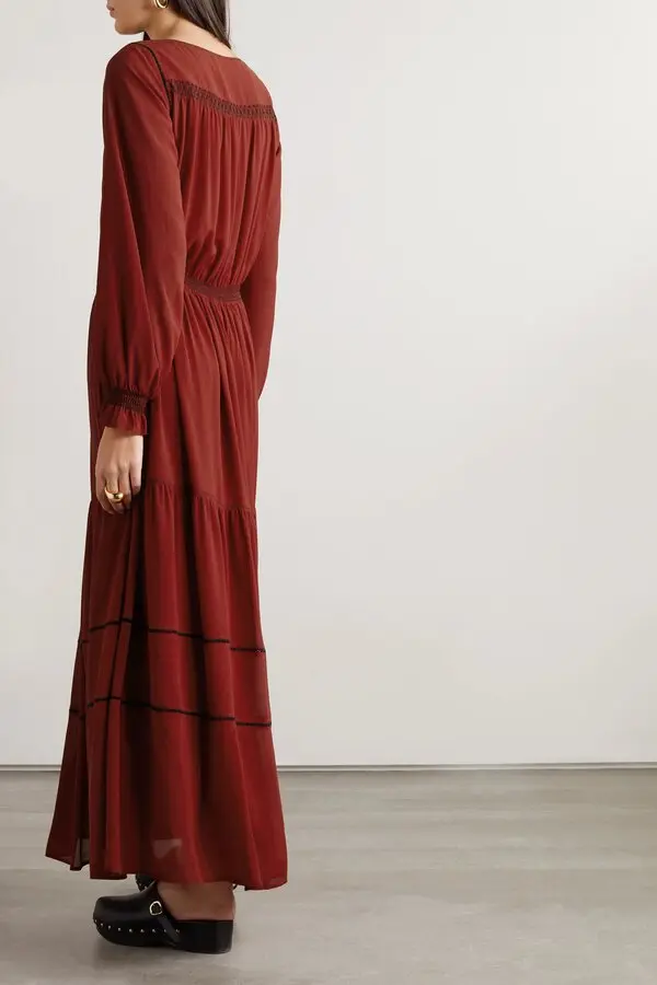 See By Chlo Embroidered Georgette Maxi Dress In Red - 60% Off |  Editorialist