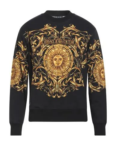 Versace Sweatshirt In French Terry With Signature Print - Black