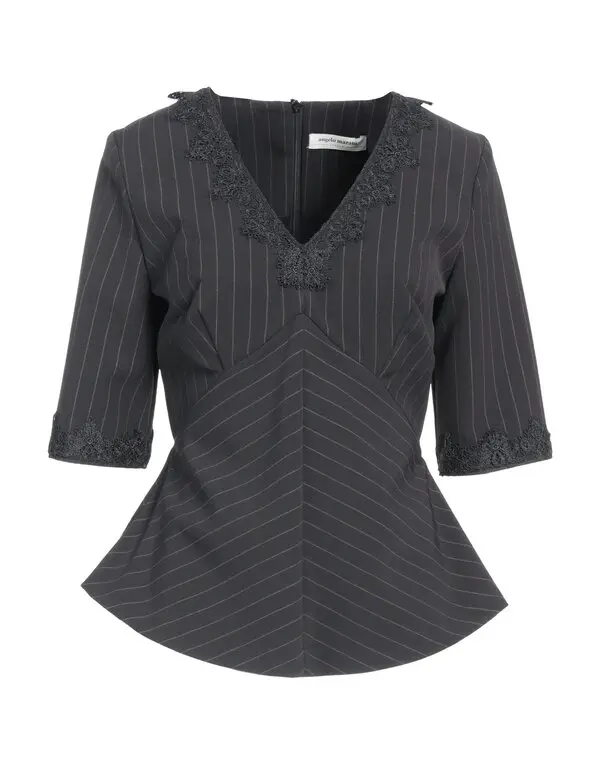 ANGELO MARANI Pinstriped Crepe Top