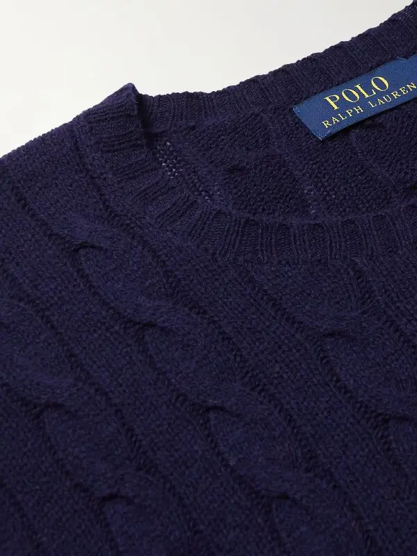 Polo Ralph Lauren Cable-knit Wool And Cashmere-blend Sweater - Blue