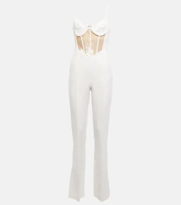 David Koma Sequined Cutout Cady Jumpsuit - White