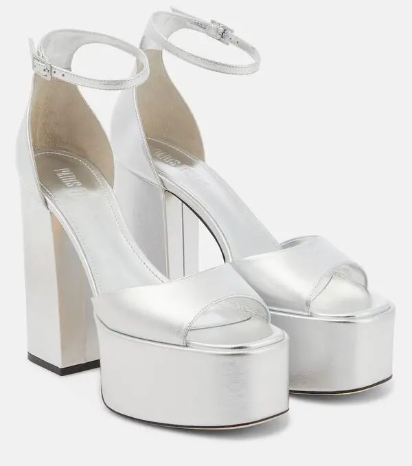 Paris Texas Tatiana Leather Platform Sandals - Silver