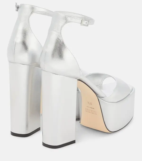 Paris Texas Tatiana Leather Platform Sandals - Silver
