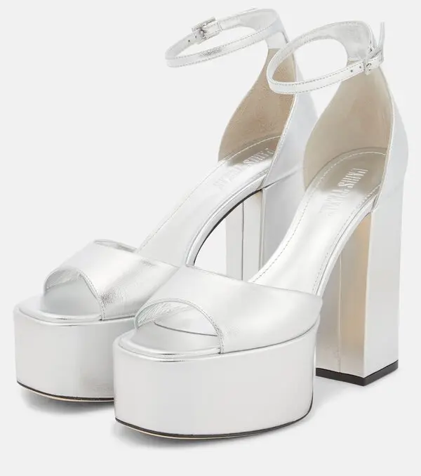 Paris Texas Tatiana Leather Platform Sandals - Silver