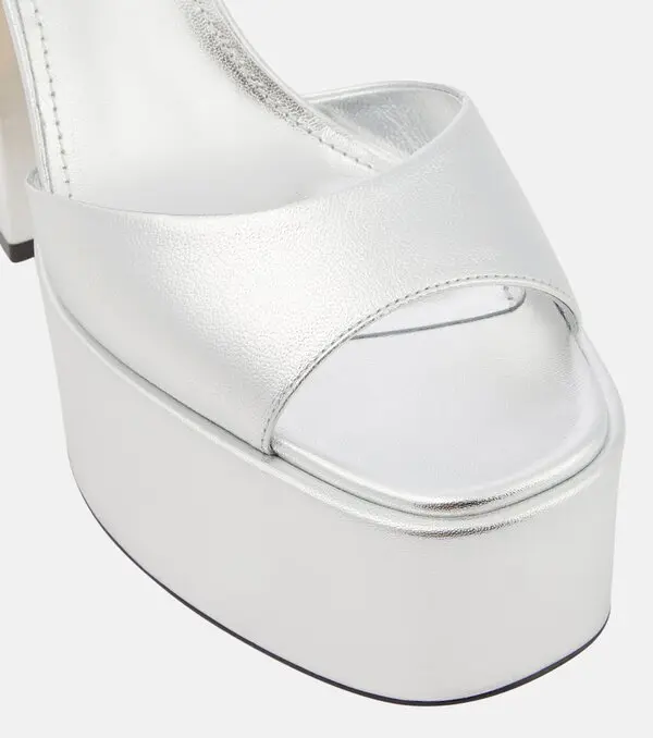 Paris Texas Tatiana Leather Platform Sandals - Silver