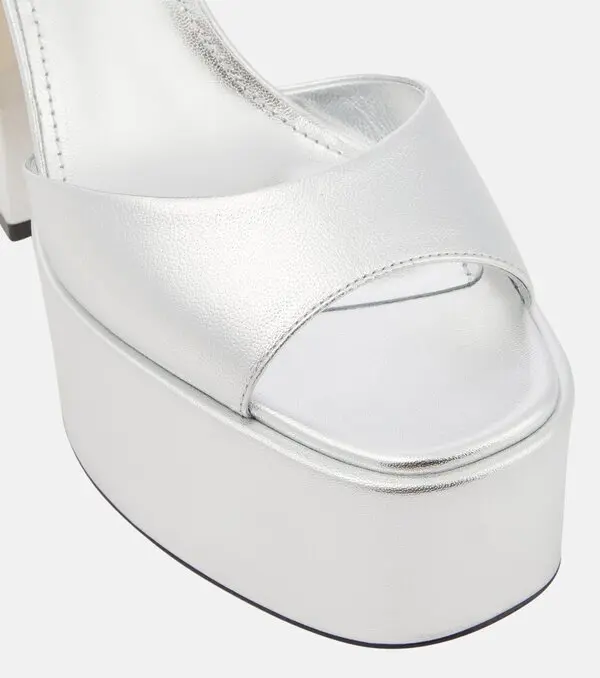 Paris Texas Tatiana Leather Platform Sandals - Silver