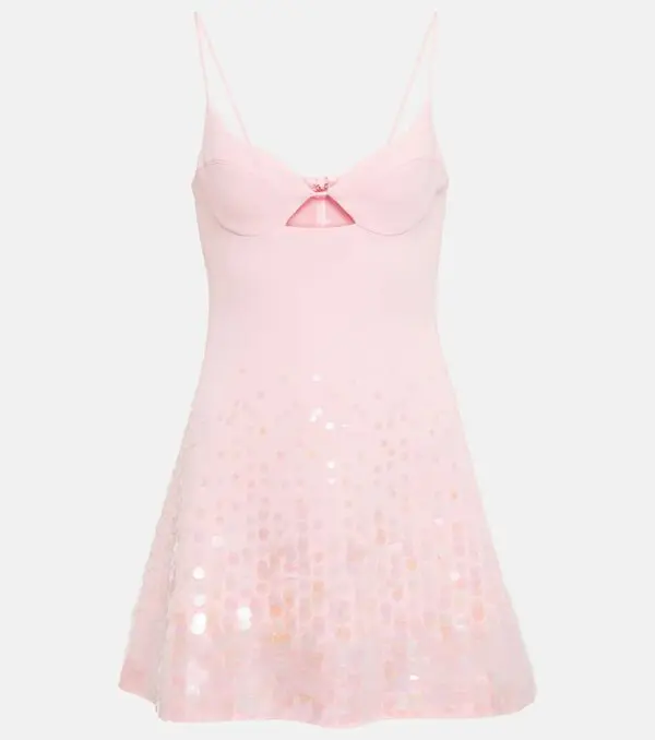 knee length dresses for ladies CRYSTAL EMBROIDERED CROSS STRAP MINI DRESS – David Koma