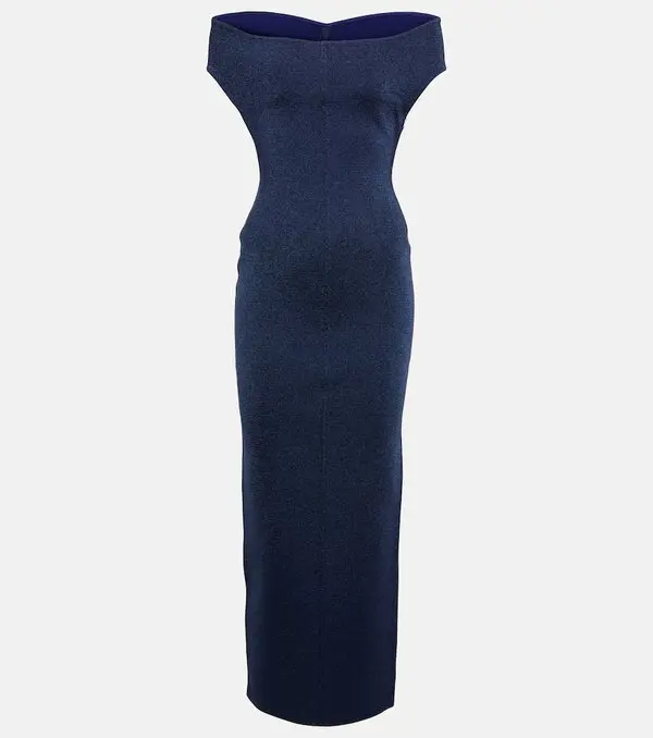 Alaïa Off-shoulder Wool-blend Lurex® Gown - Blue