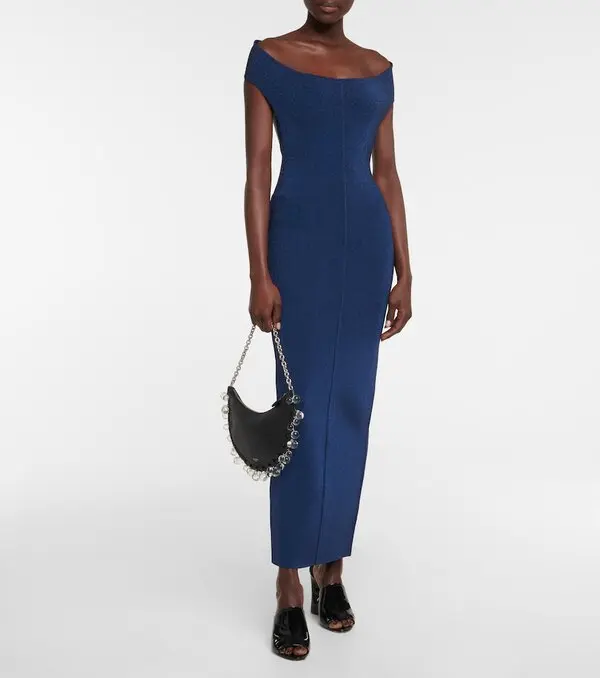 Alaïa Off-shoulder Wool-blend Lurex® Gown - Blue