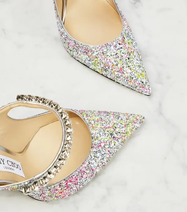 JIMMY CHOO Bing 100 Glitter Mules