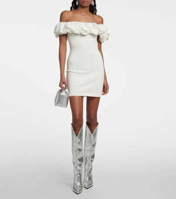 alexandre vauthier off the shoulder dresses Alexandre Vauthier Velvet Off-the-Shoulder Dress