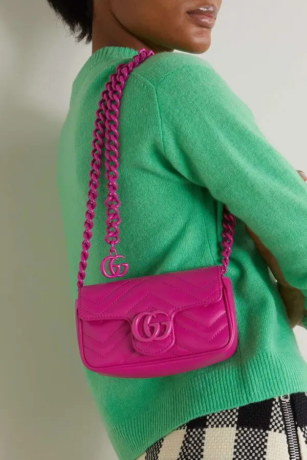 Gucci Fuchsia Gg Marmont 2.0 Quilted Leather Shoulder Bag  display picture 1