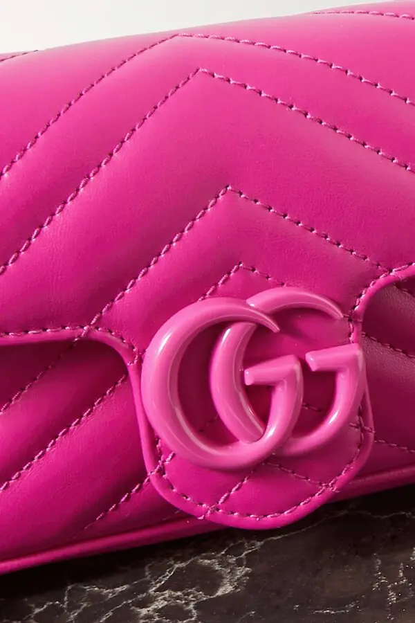 Gucci Fuchsia Gg Marmont Quilted Leather Shoulder Bag White