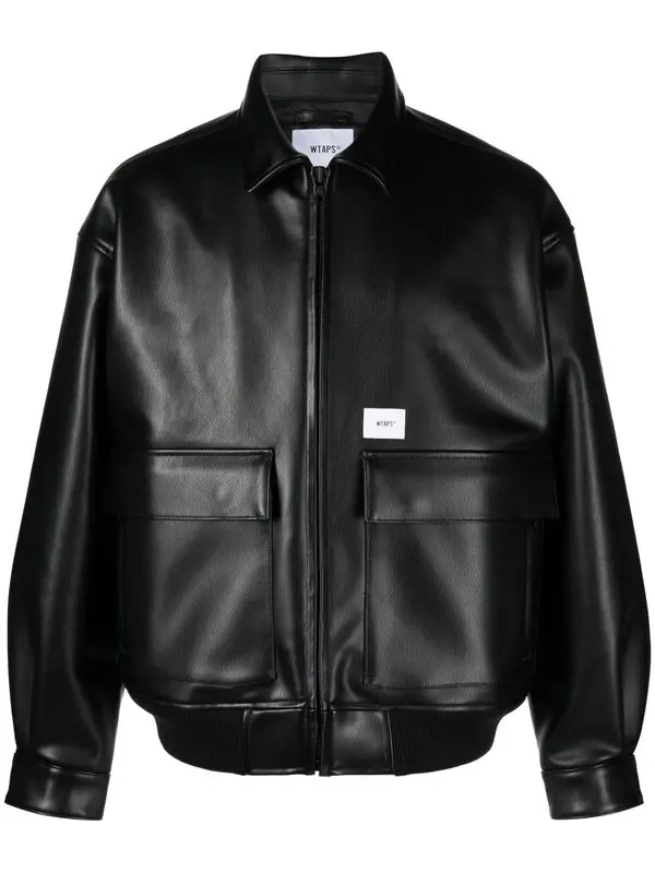 Wtaps Bone Appliqué Faux-Leather Bomber Jacket - Black | Editorialist