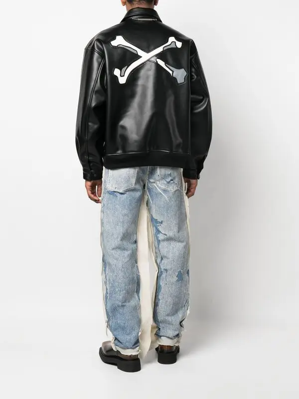 Wtaps Bone Appliqué Faux-Leather Bomber Jacket - Black | Editorialist