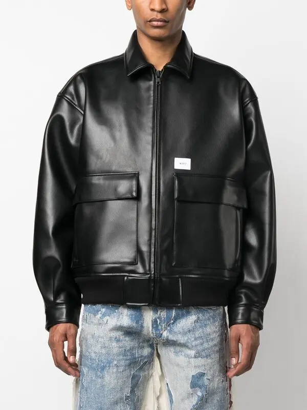 Wtaps Bone Appliqué Faux-Leather Bomber Jacket - Black | Editorialist