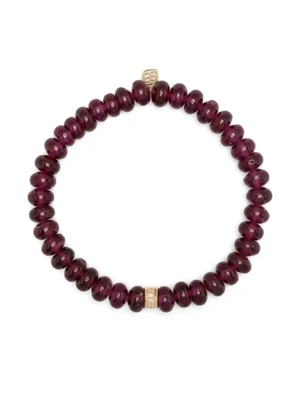 SYDNEY EVAN 14kt Yellow Gold Rhodolite Beaded Bracelet - Purple