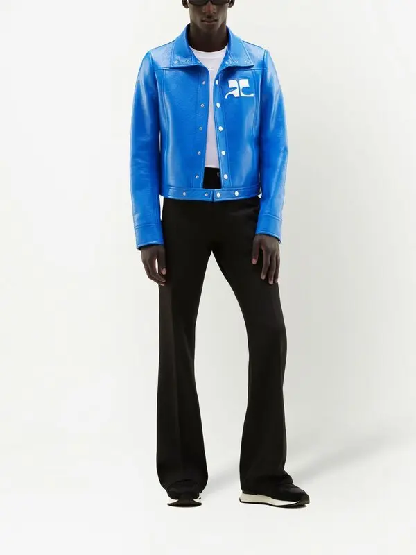 COURREGES Logo Patch Shirt Jacket - Blue