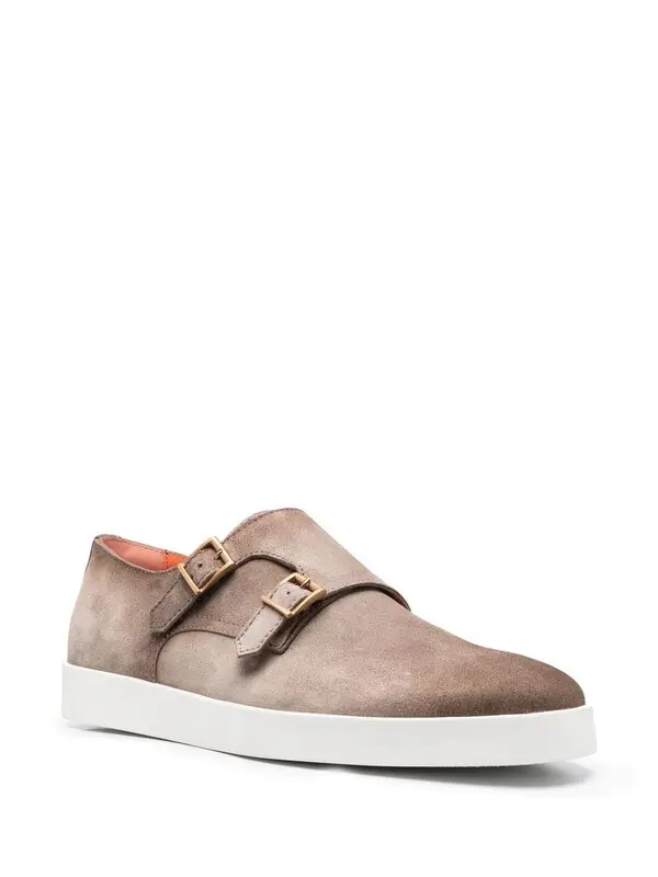 Santoni Bankable Suede Monk Shoes