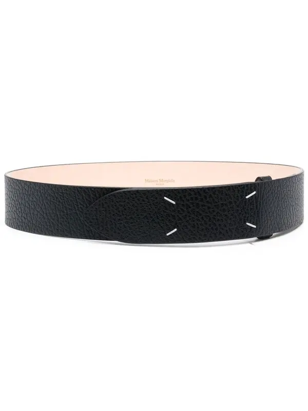 MAISON MARGIELA Grained Leather Four-stitch Belt - Black