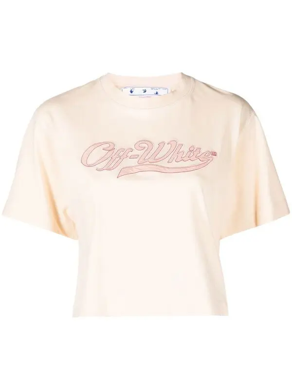 Off-White Logo-embroidered Cropped T-shirt