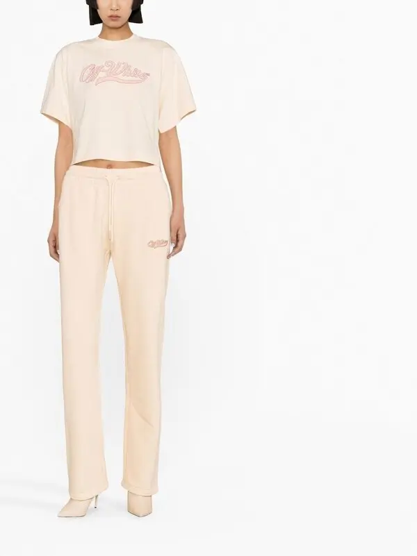 Off-White Logo-embroidered Cropped T-shirt