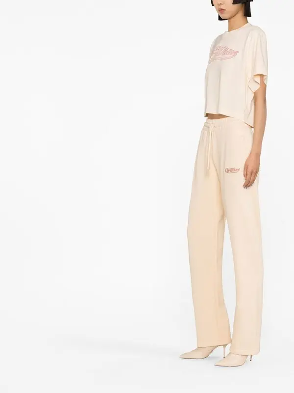 Off-White Logo-embroidered Cropped T-shirt