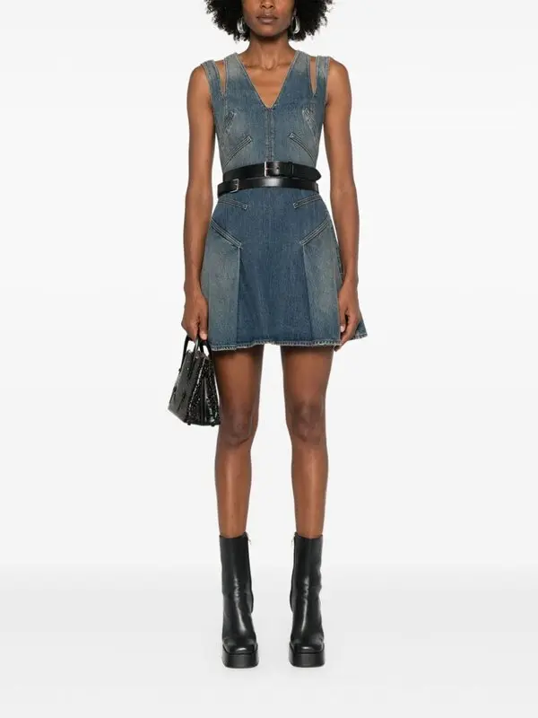 Alexander Mcqueen Denim Mini Dress In Blue - 51% Off