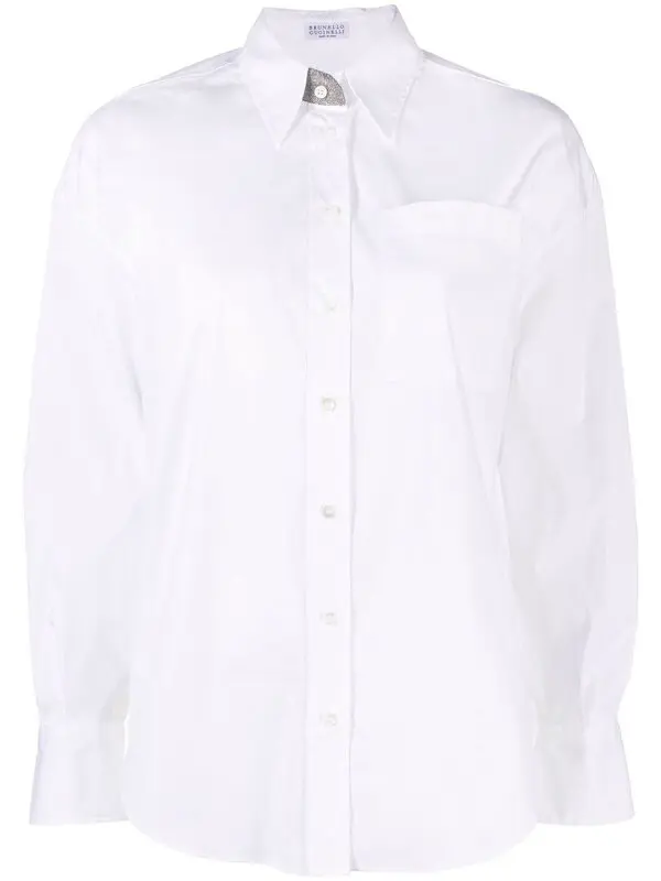 Brunello Cucinelli Monili-embellished Long-sleeve Shirt - White