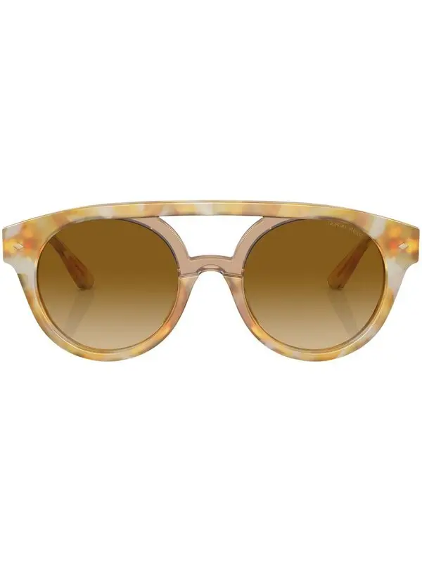 Giorgio Armani Tortoiseshell-effect Rounded Sunglasses - Yellow