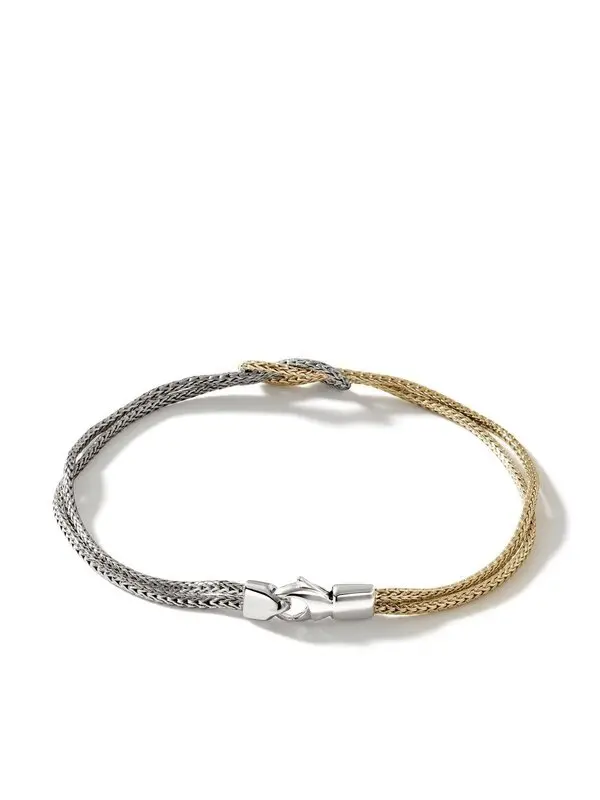 John Hardy 14kt Yellow Gold And Manah 1.8mm Double-row Bracelet - Silver