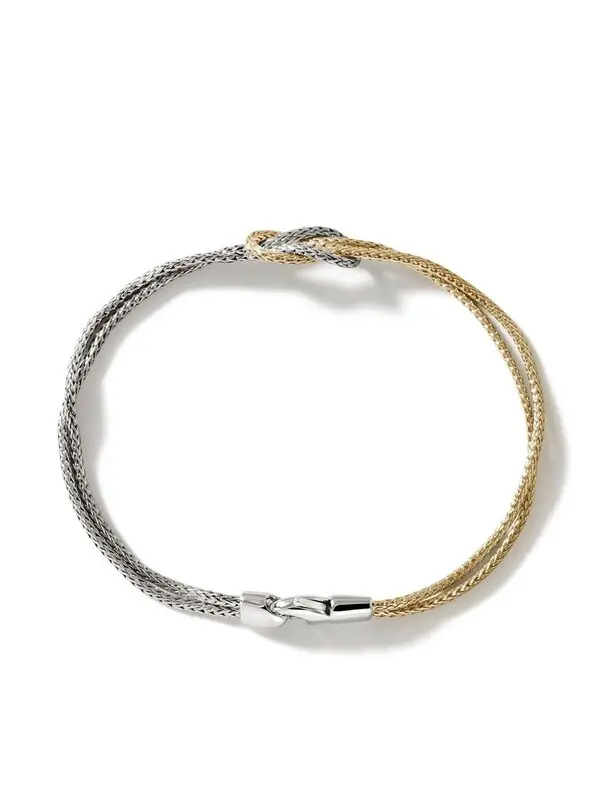 John Hardy 14kt Yellow Gold And Manah 1.8mm Double-row Bracelet - Silver