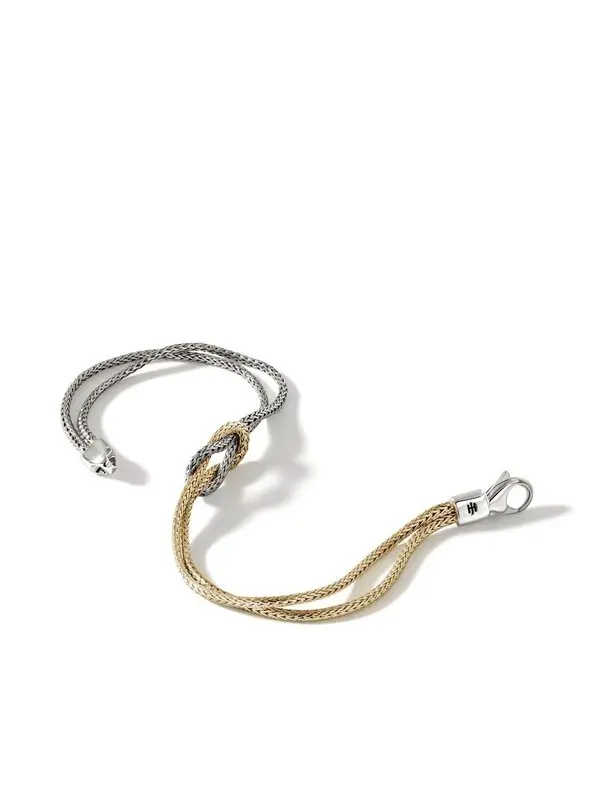 John Hardy 14kt Yellow Gold And Manah 1.8mm Double-row Bracelet - Silver