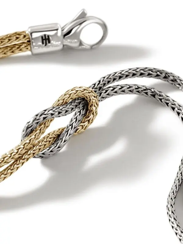 John Hardy 14kt Yellow Gold And Manah 1.8mm Double-row Bracelet - Silver