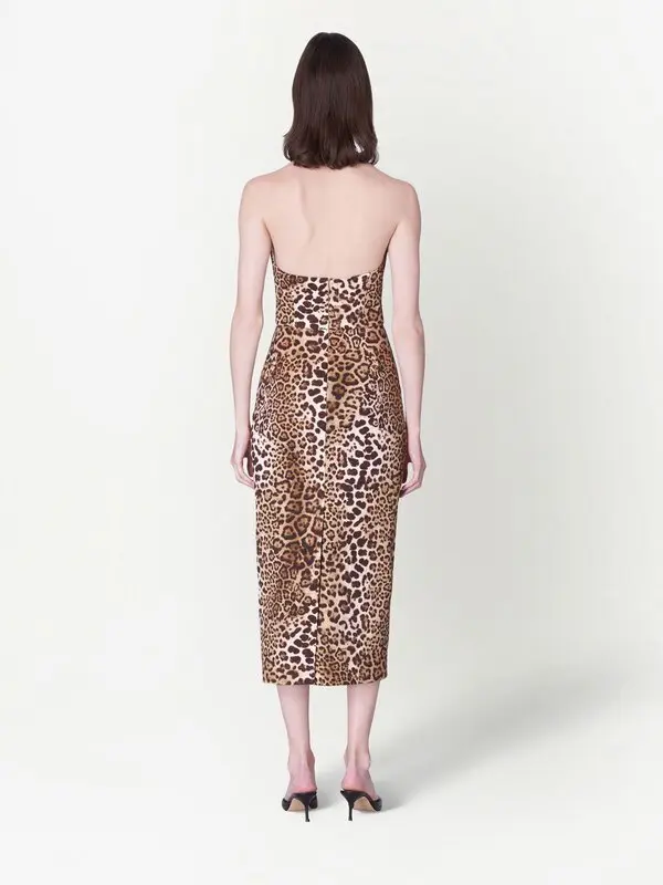 Carolina Herrera Leopard Print Halterneck Dress