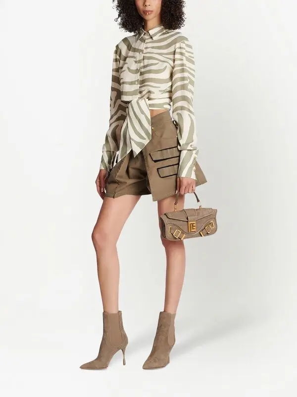 Balmain Animal-print Tie-waist Shirt - Neutrals