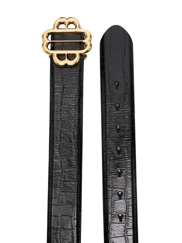 Maje Crocodile-embossed Leather Belt