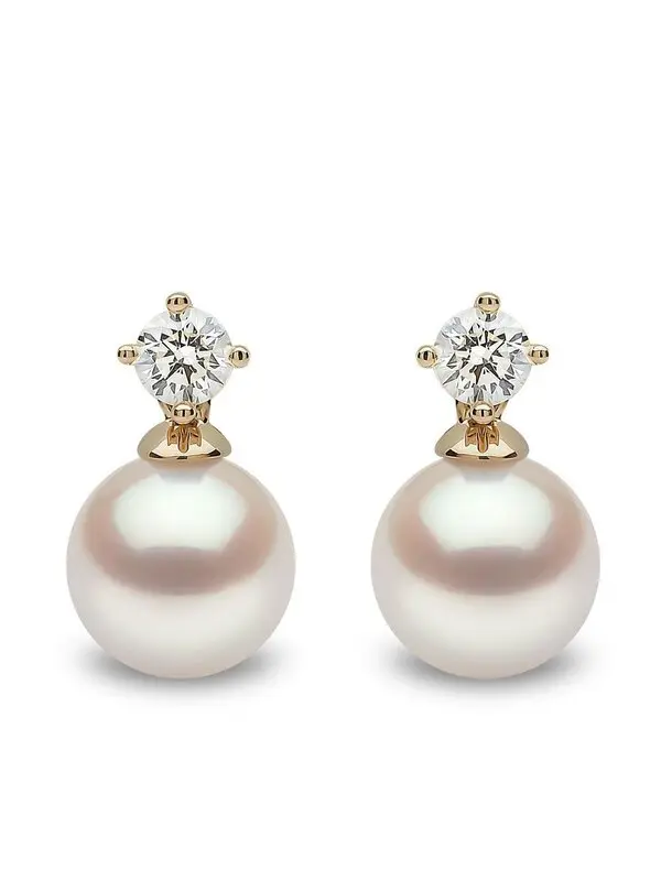 Yoko London 18kt Yellow Pearl And Diamond Stud Earrings - Gold