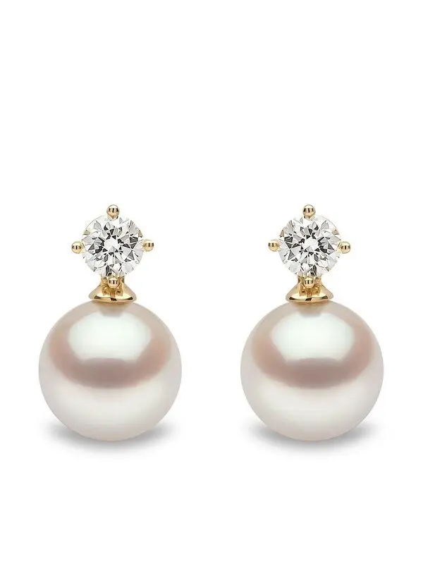 Yoko London 18kt Yellow Akoya Pearl And Diamond Earrings - Gold