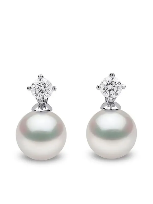 Yoko London 18kt White Gold Akoya Pearl And Diamond Stud Earrings - Silver