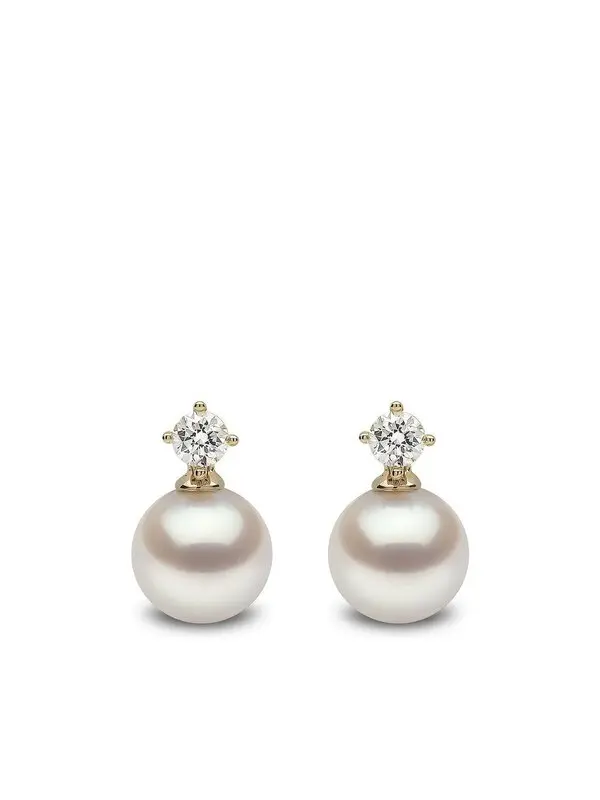 Yoko London 18kt Yellow Akoya Pearl And Diamond Earrings - Gold